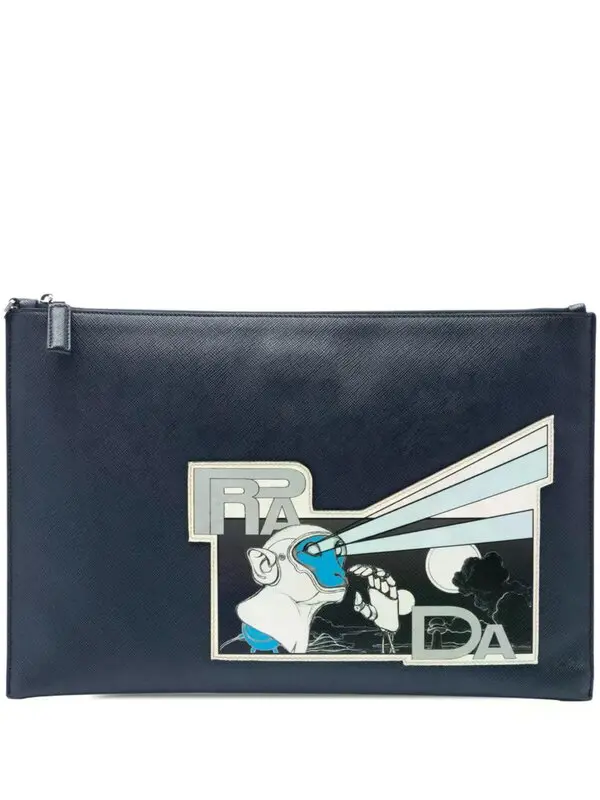Prada 2013-2026 Saffiano Monkey Robot Clutch Bag