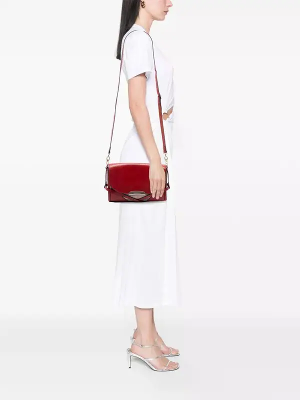 Burberry Leather And House Check Canvas Crossbody Bag - Red