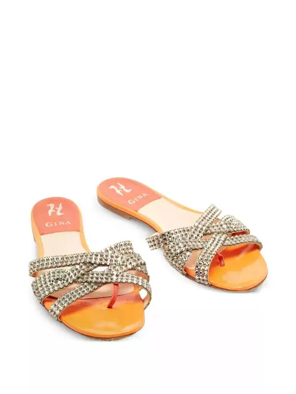 GINA Crystal Embellished Cross-strap Sandals