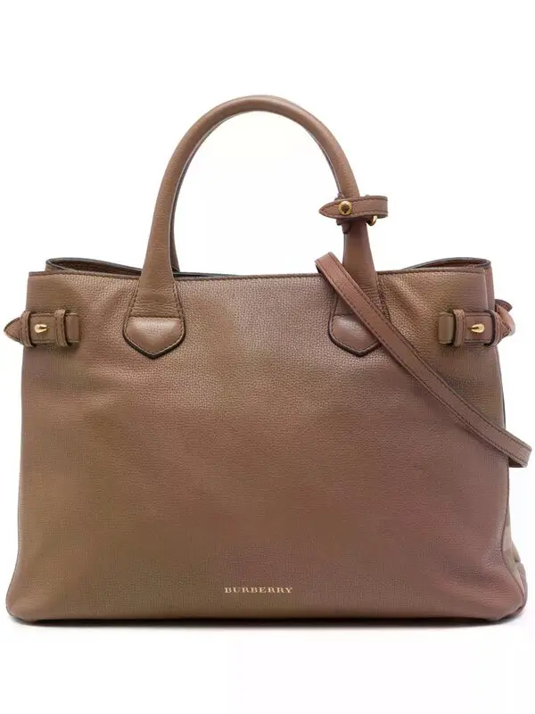 Burberry 2000-2017 Medium Calfskin And House Check Banner Satchel - Brown