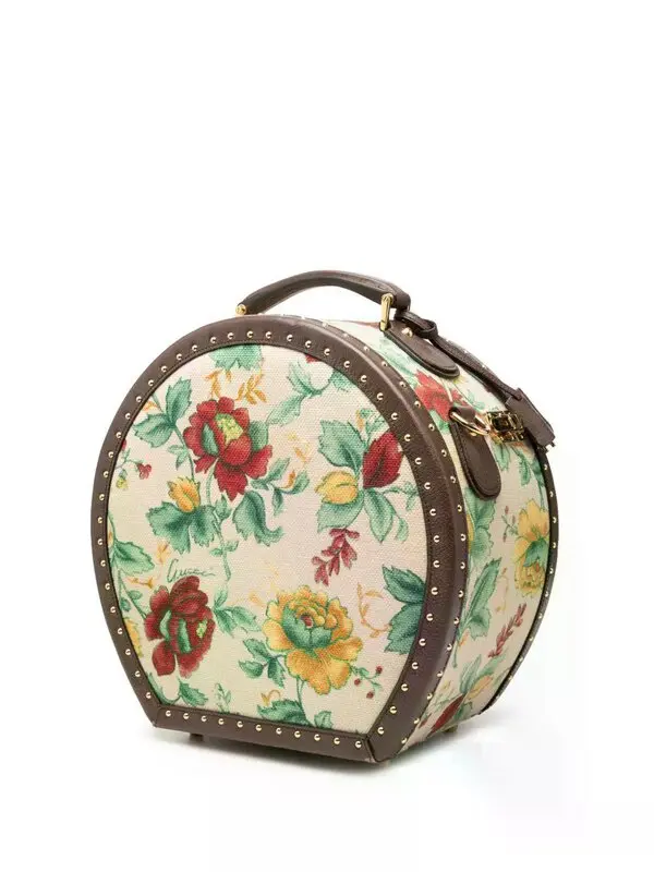 Gucci 2000-2015 Gg Canvas Web Flora Round Satchel
