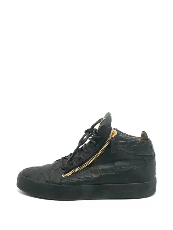 GIUSEPPE ZANOTTI Croc-embossed Leather High-top Sneakers - Black