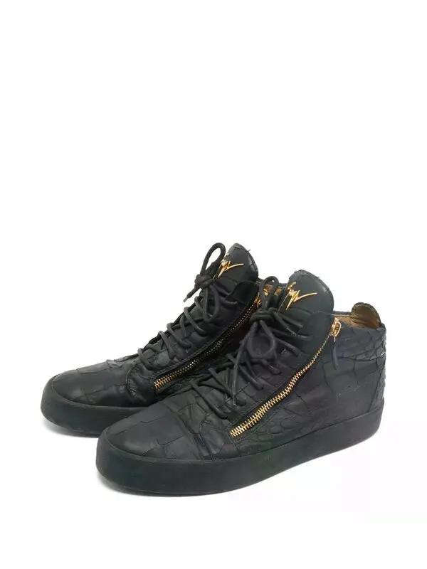 GIUSEPPE ZANOTTI Croc-embossed Leather High-top Sneakers