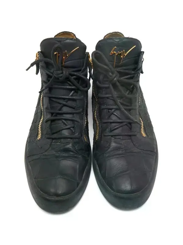 GIUSEPPE ZANOTTI Croc-embossed Leather High-top Sneakers