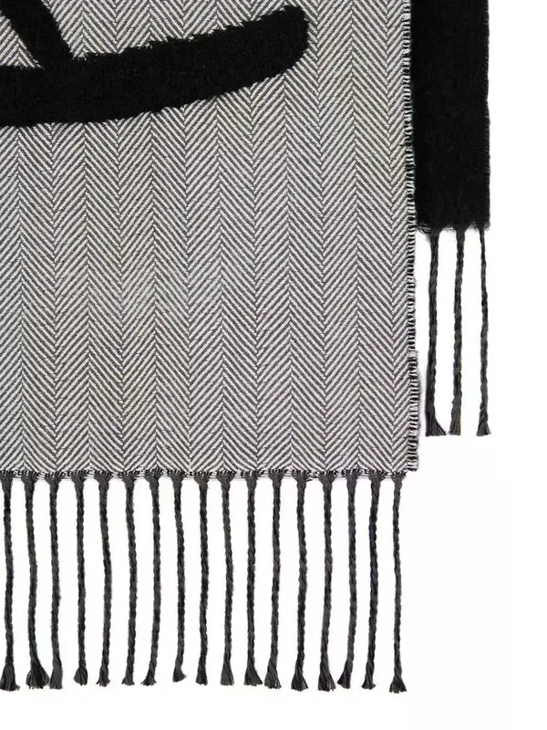 Paul Smith And Black Herringbone Logo Scarf - Grey