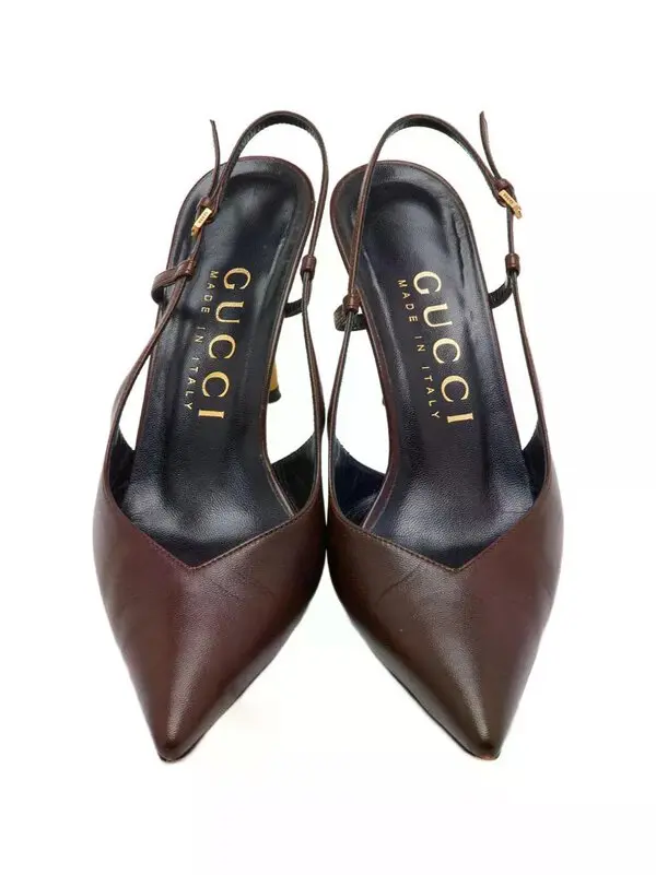 Gucci Leather Pointed-toe Slingback Pumps - Brown