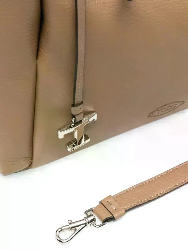 TOD'S T Timeless Pebbled Leather Tote Bag