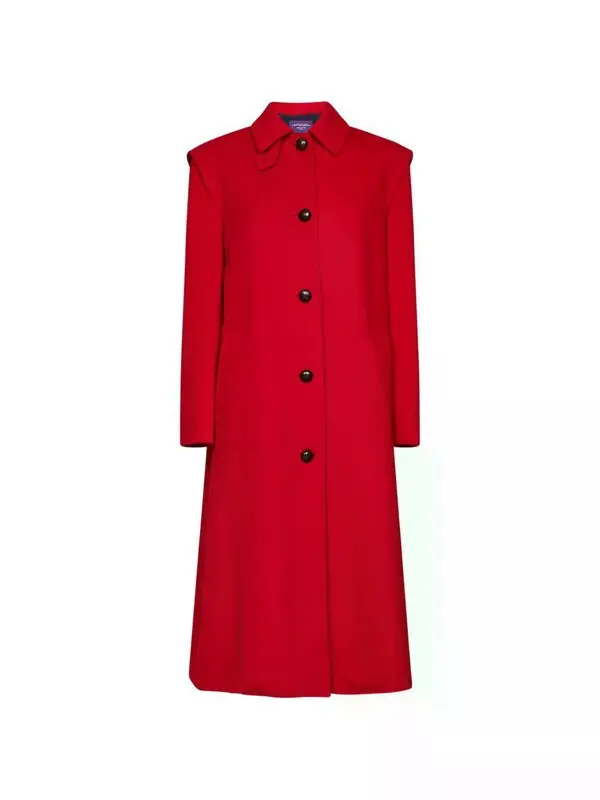 Max Mara Pleated-back Layered-shoulder Coat - Red