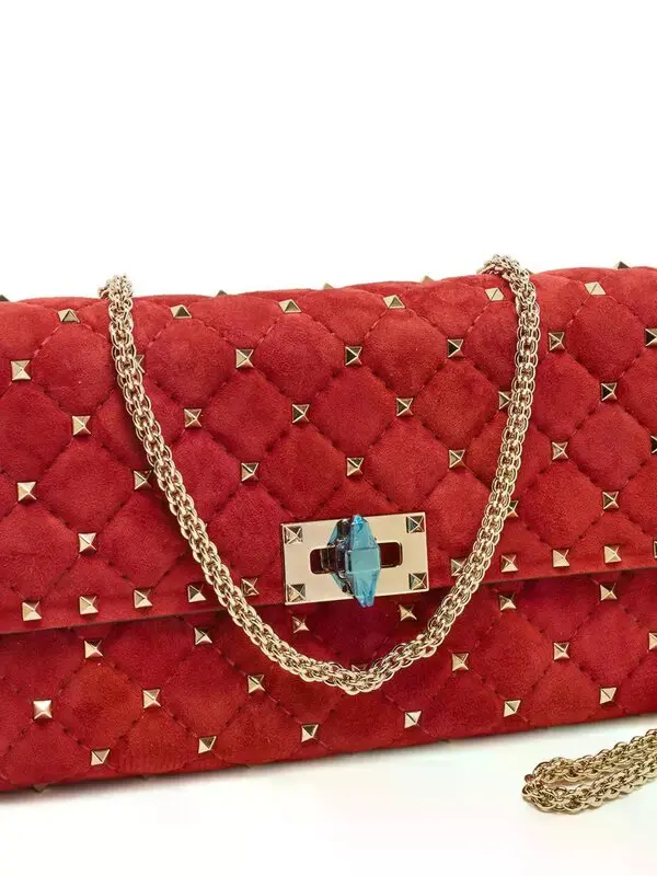 Valentino Garavani Rockstud Quilted Clutch Bag - Red