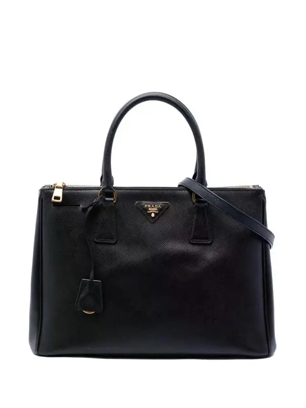Prada 2013-2026 Large Saffiano Lux Galleria Double Zip Satchel - Black