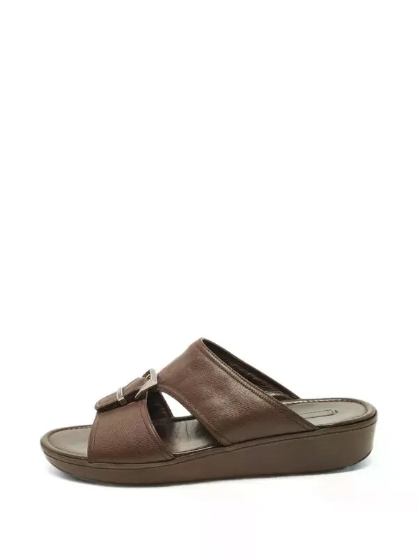 Prada Leather Buckle-detail Sandals - Brown