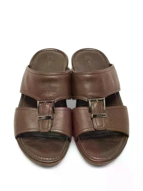 Prada Leather Buckle-detail Sandals