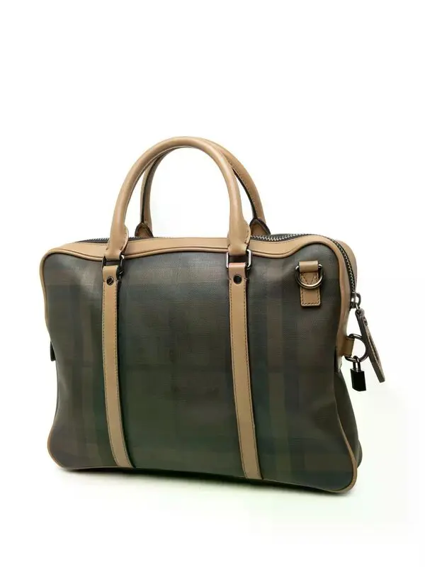 Burberry 2000-2017 Smoke Check Coated Canvas Clinton Business Bag