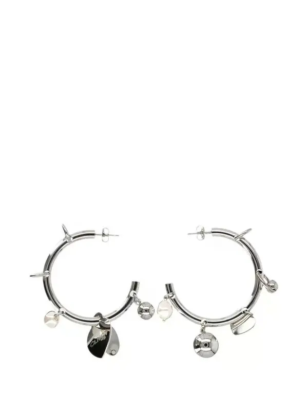 JUSTINE CLENQUET Britt Charm-detail Hoop Earrings - Silver