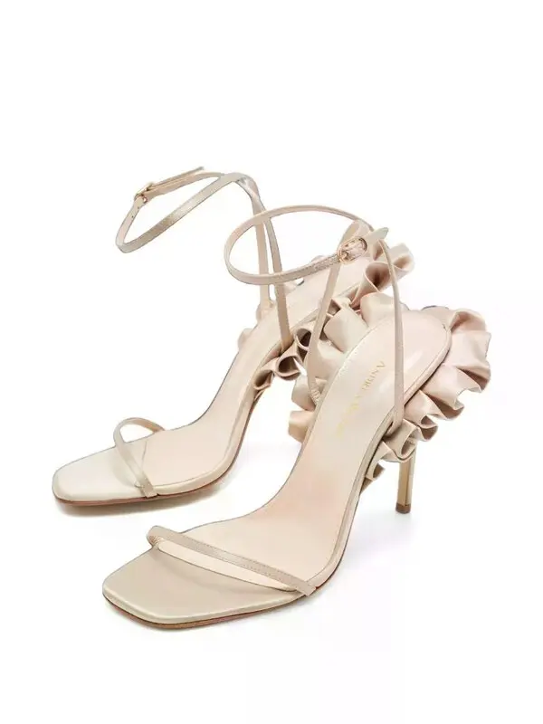 ANDREA WAZEN Rouches Ankle-strap Sandals - Neutrals
