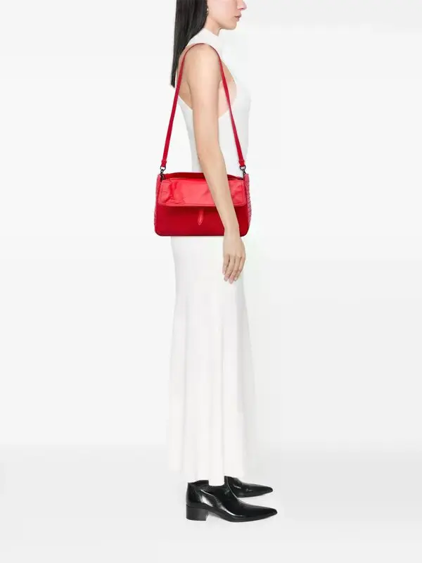 Bottega Veneta Intrecciato Trimmed Nappa Satchel - Red