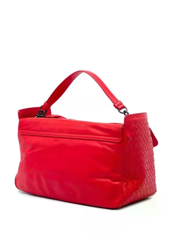 Bottega Veneta Intrecciato Trimmed Nappa Satchel - Red