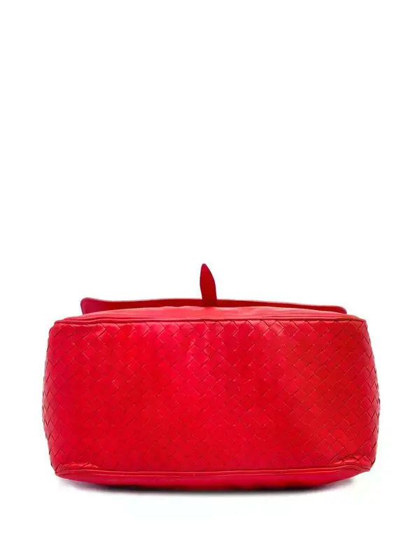 Bottega Veneta Intrecciato Trimmed Nappa Satchel - Red
