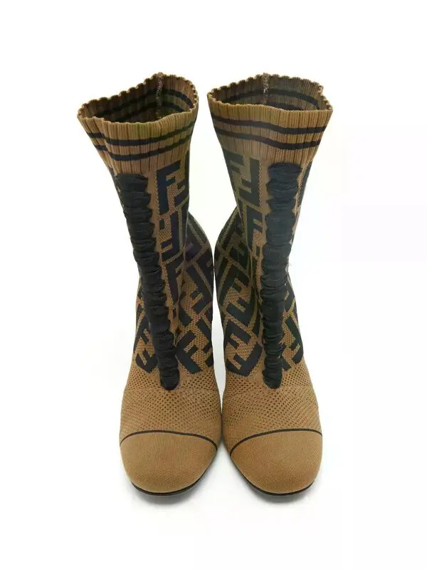 Fendi Rockoko Ff Monogram Ankle Boots