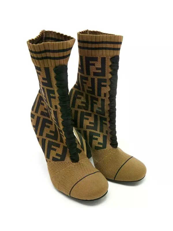 Fendi Rockoko Ff Monogram Ankle Boots