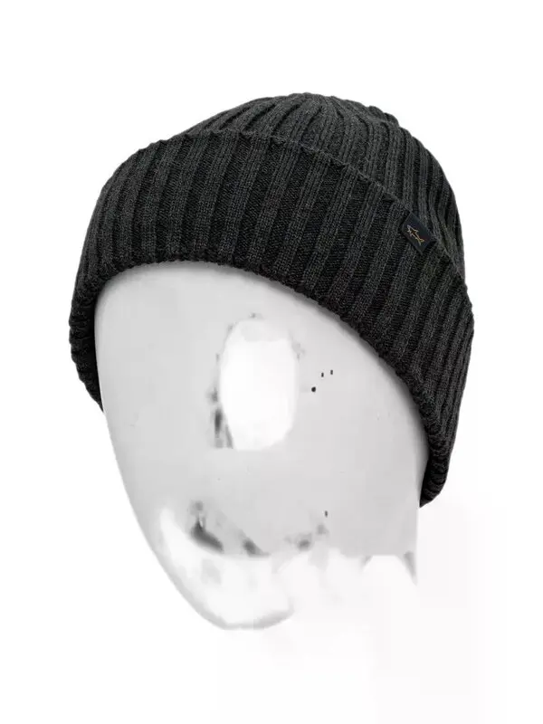 Paul & Shark Ribbed-knit Beanie Hat - Grey