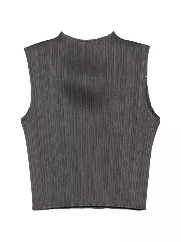 Issey Miyake Pleated Sleeveless Top - Grey