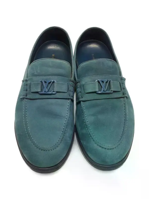 LOUIS VUITTON Estate Initials Suede Loafers - Blue
