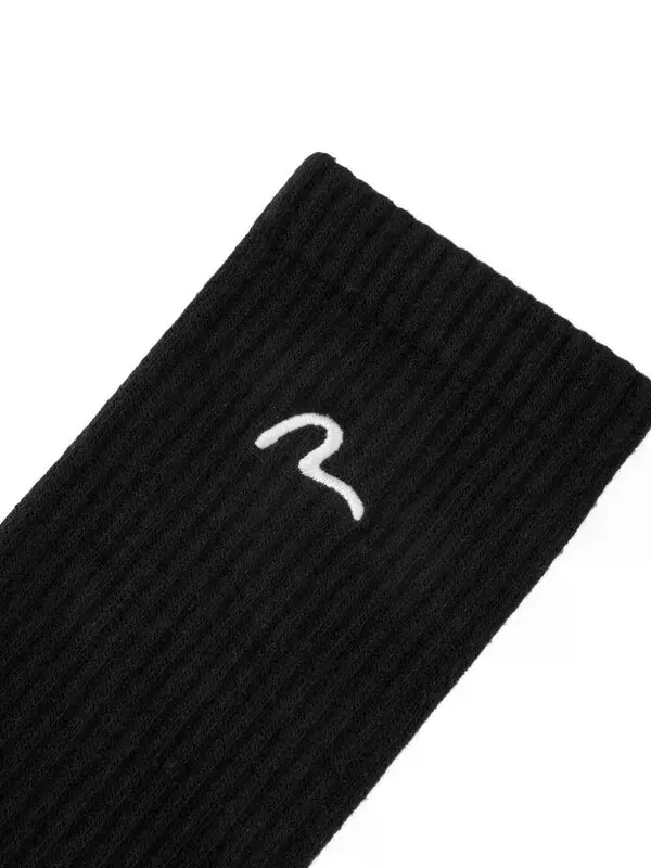 EVISU Seagull Embroidered Logo Crew Socks - Black