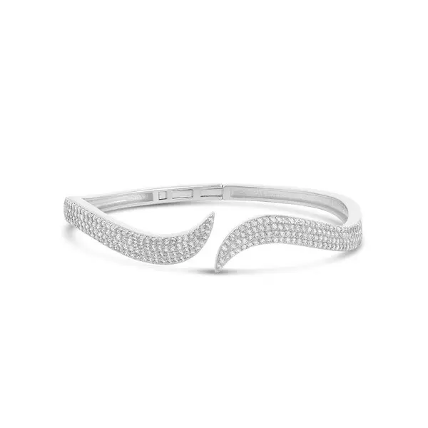 SHYMI Pave Curl Cuff Bracelet With Cubic Zirconia - Silver