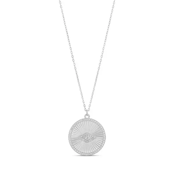 SHYMI Fluted Round Evil Eye Disk Necklace - Silver