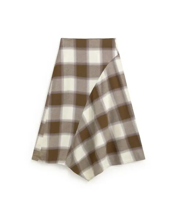 THINKING MU Indira Checkered Midi Skirt