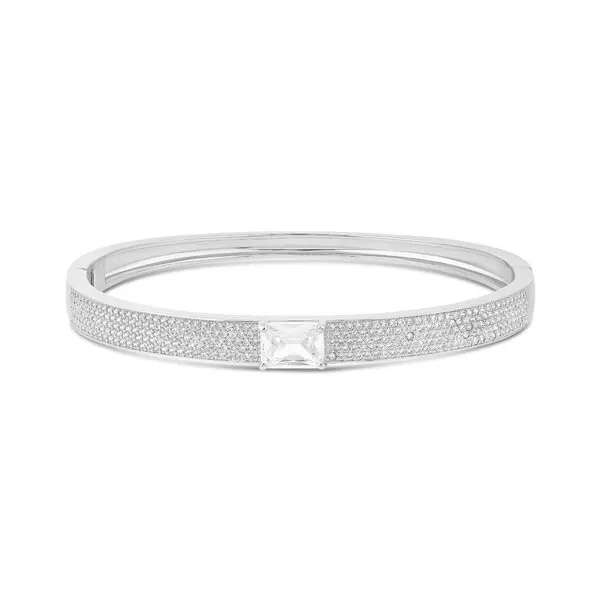 SHYMI Pave Bangle With Stone In Sterling - Silver