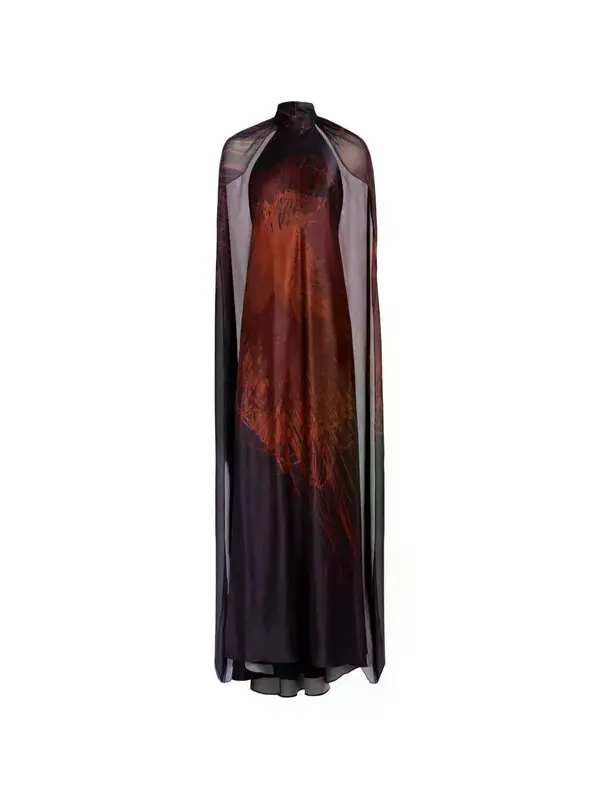 Silvia Tcherassi Sabina Cape-detail Maxi Dress - Blue