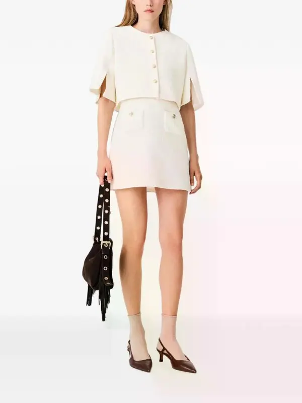 Maje Button-up Short-sleeve Mini Dress - Neutrals