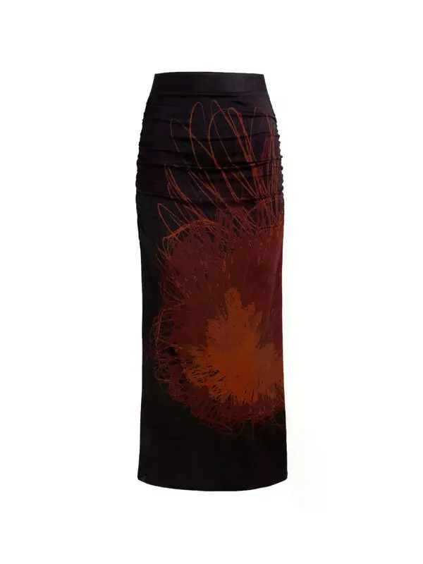 Silvia Tcherassi Ruched Printed Midi Skirt - Blue