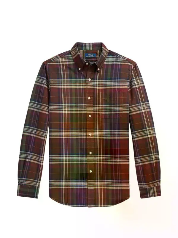 Polo Ralph Lauren Custom-fit Plaid Oxford Shirt - Brown