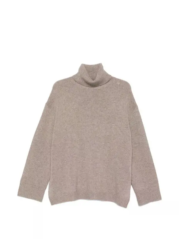 ALLUDE Knitted Turtleneck Sweater - Brown