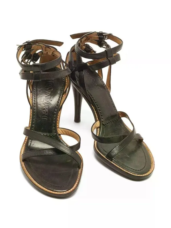 Saint Laurent Open Toe Crossover Strap High Heel Sandals