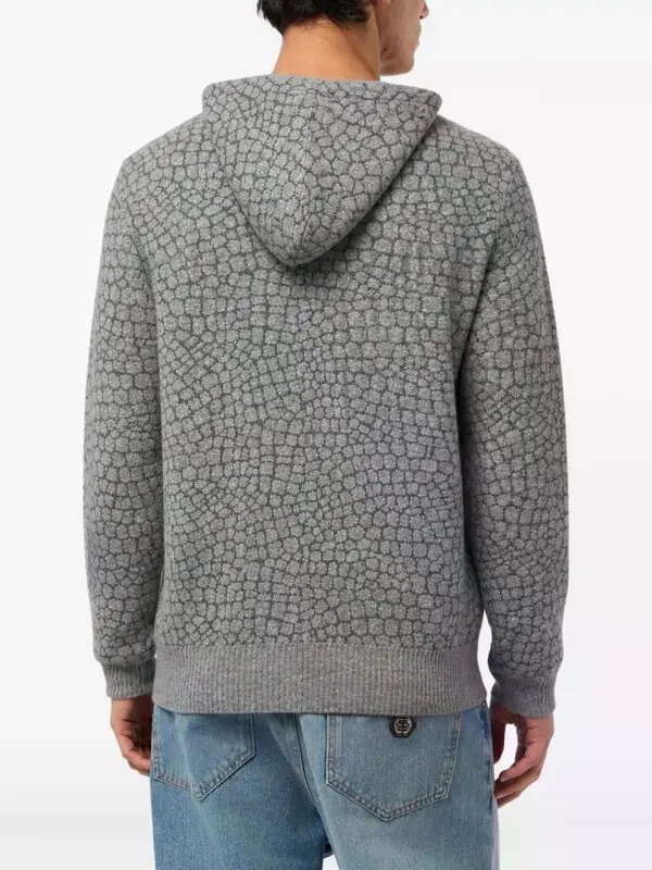 Philipp Plein Wool Cashmere Zip Hoodie Cocco