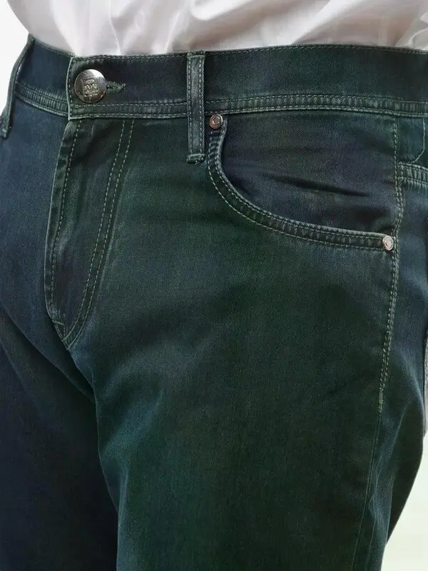 Corneliani Acid-wash Embroidered Jeans