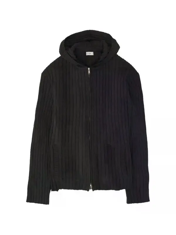 YOKE Wide-rib Zip-up Hoodie - Black