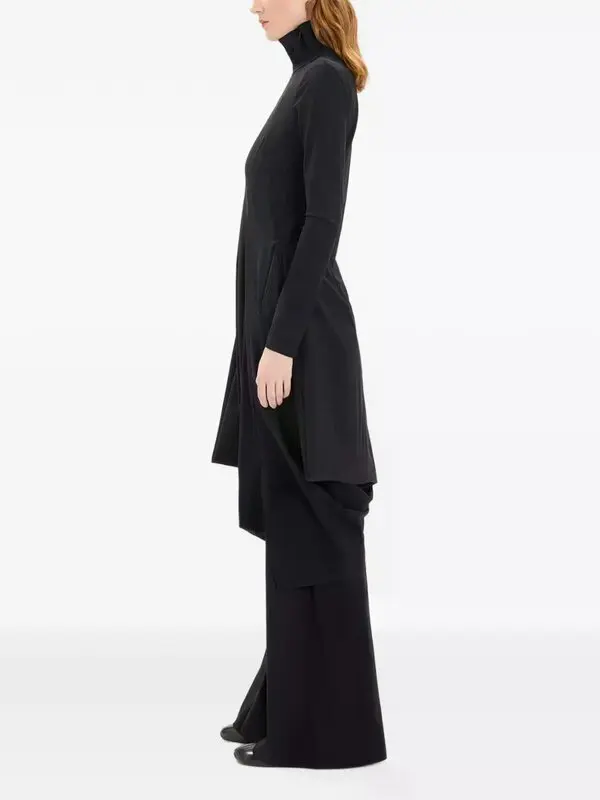 High Scattering Mock-neck Asymmetric Draped Mid-length Dress