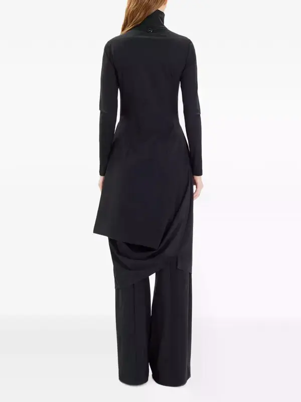 High Scattering Mock-neck Asymmetric Draped Mid-length Dress