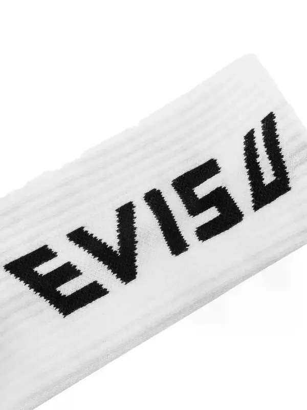 EVISU Logo Intarsia Ribbed Knit Socks