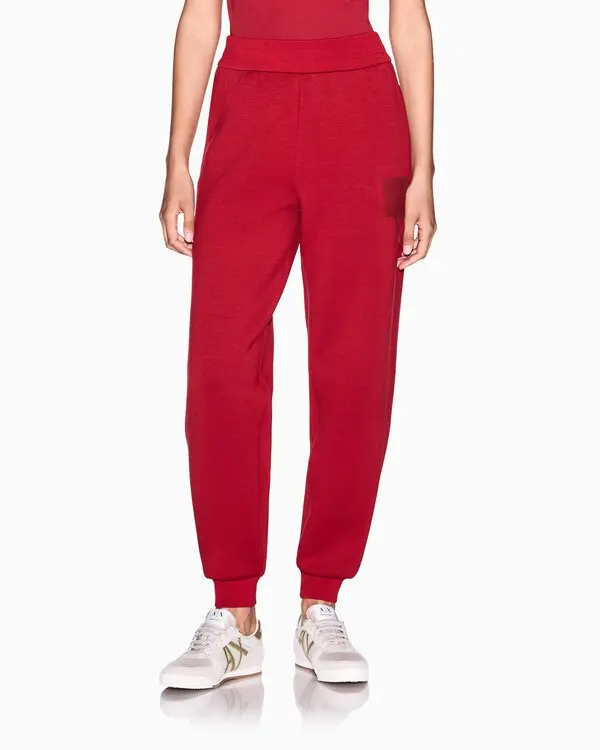 Armani Exchange Regular Fit Trousers In Viscose Stretch Scuba - Red