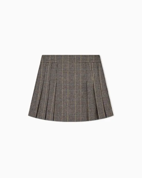 Armani Exchange Plaid Virgin Wool Blend Mini Skirt