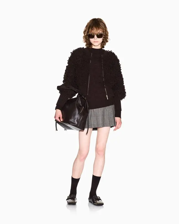 Armani Exchange Plaid Virgin Wool Blend Mini Skirt