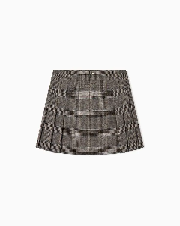 Armani Exchange Plaid Virgin Wool Blend Mini Skirt
