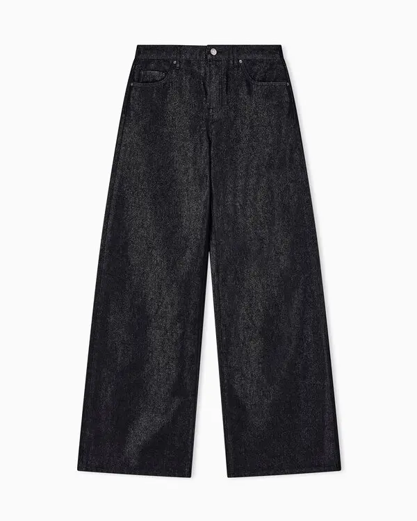 Armani Exchange Oversized Fit 5 Pockets Denim Pant With Metallic Yarn - Black
