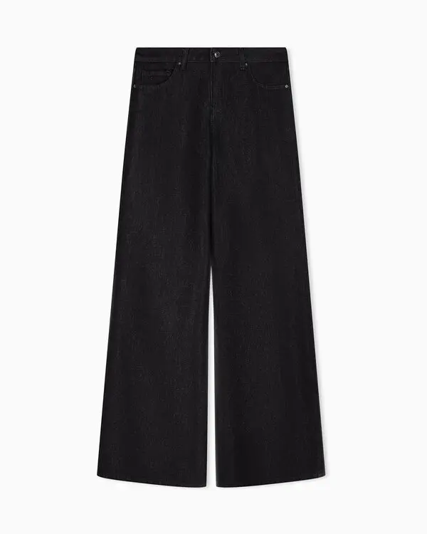 Armani Exchange Oversized Fit Denim Trousers With Metallic Yarn